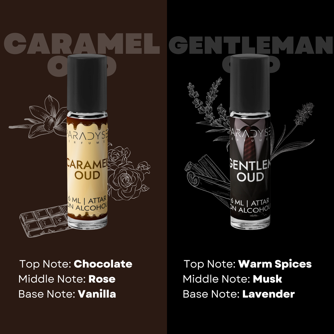 Middle East Oud Attars - Mafia Oud | Gentlemen Oud | Caramel Oud | 24K